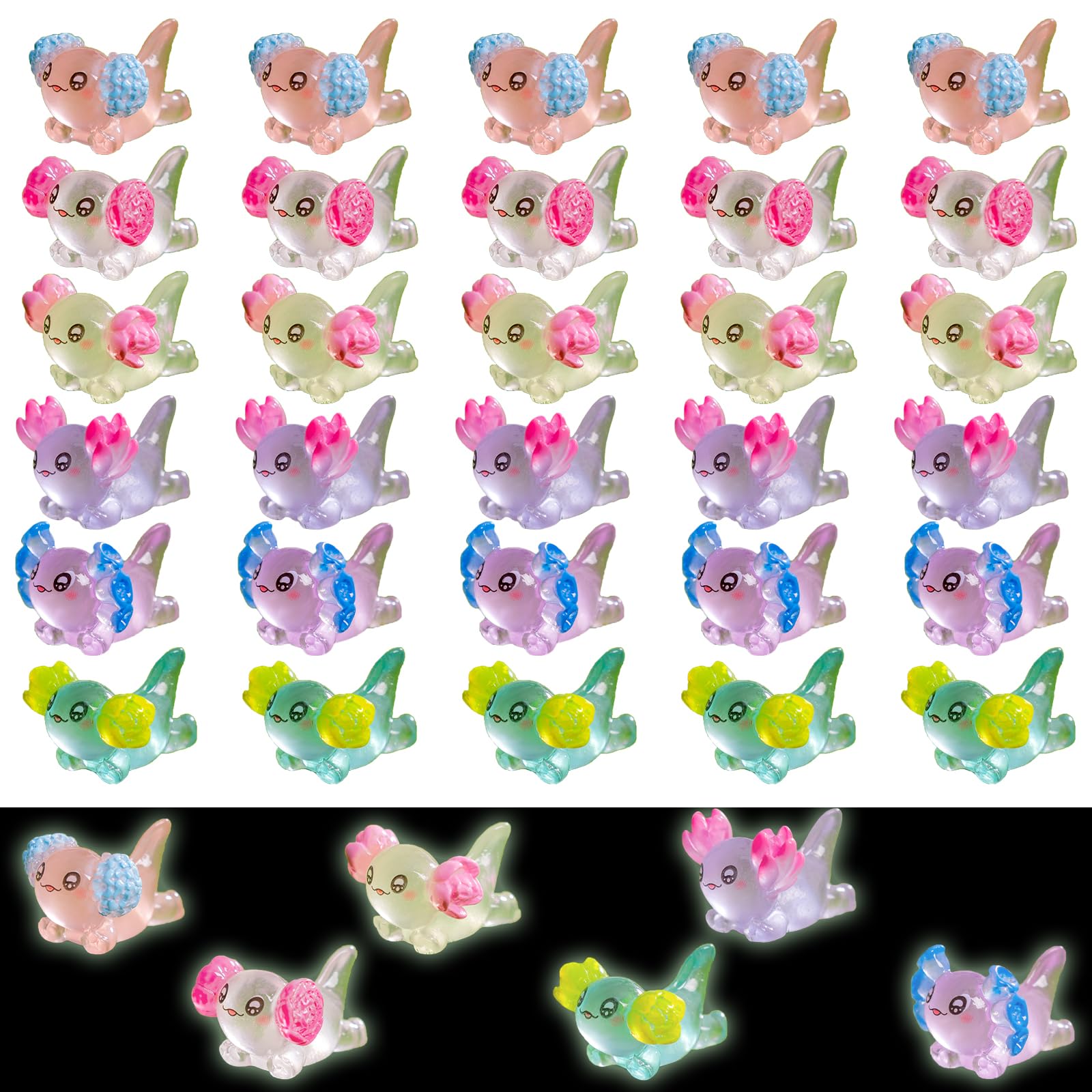 Mini Axolotl Toy, 30 Pcs Mini Resin Animals Axolotls for Mine Craft, 6 ...