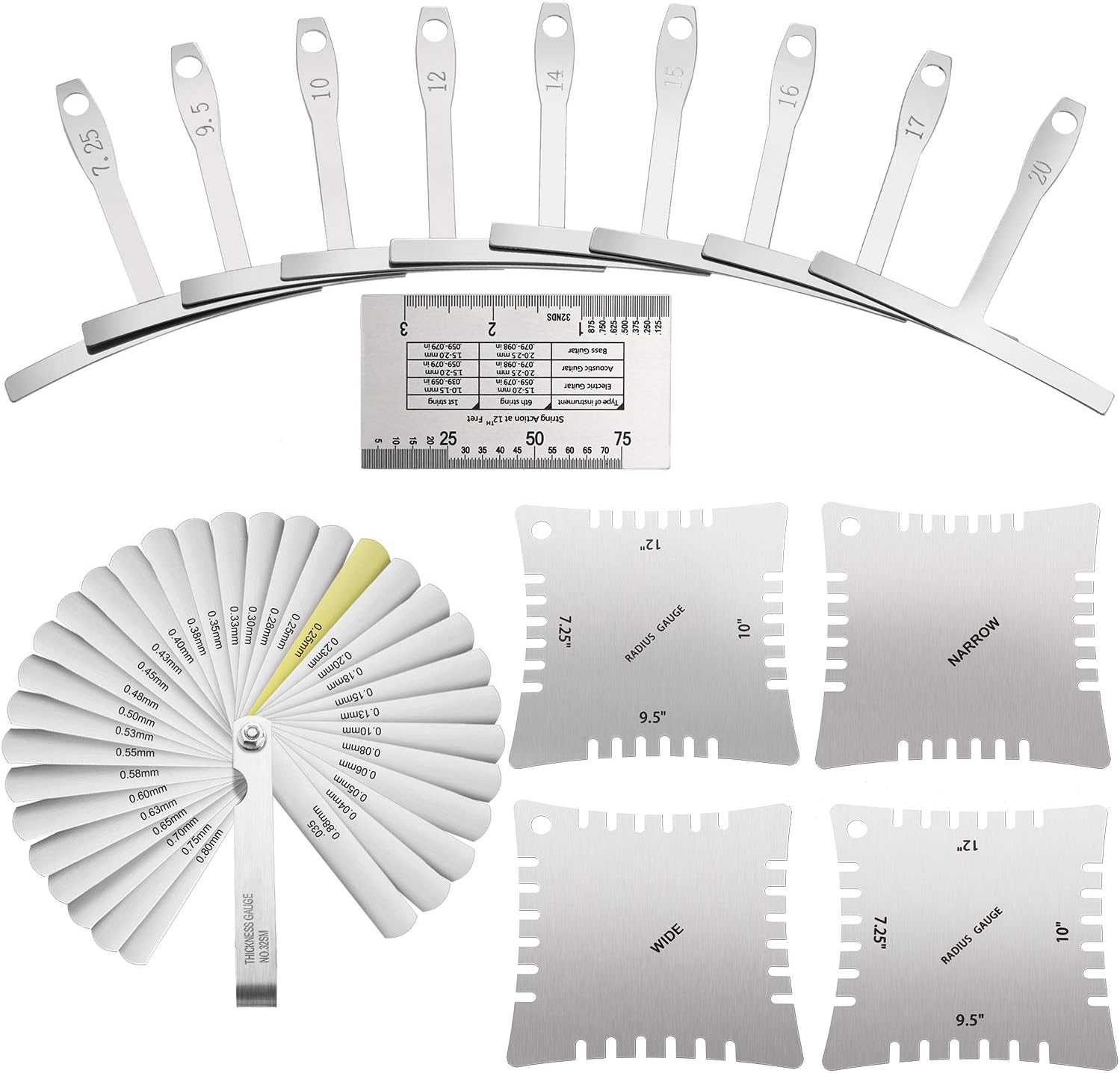 Amazon.com: 15 Pieces Guitar Luthier Tools Set Including Radius Gauge ...
