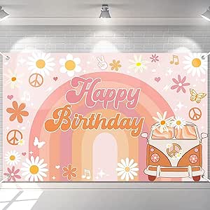 Amazon.com : Avezano Groovy Birthday Banner for Retro Hippie Birthday ...