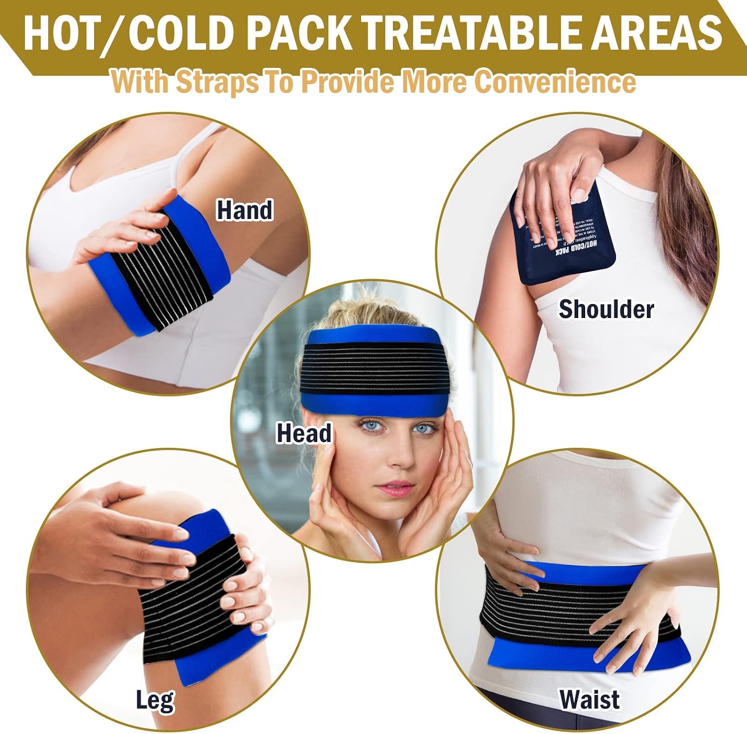 Ice Packs for Injuries Reusable(3 Piece Set),Gel Hot & Cold Ice Packs ...