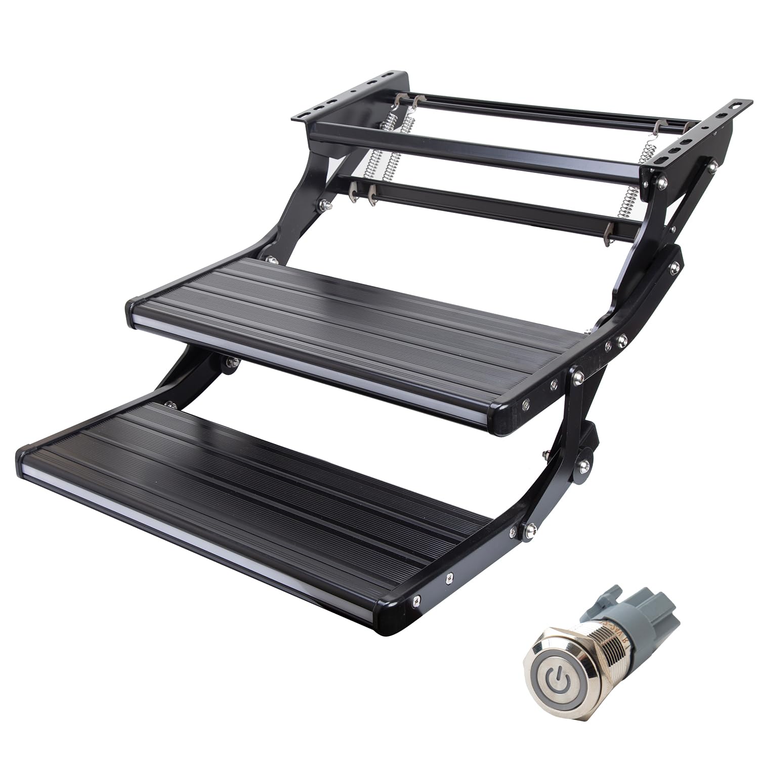 Homeon Wheels RV Camper Steps Foldable Drop Down Double Manual Steps ...