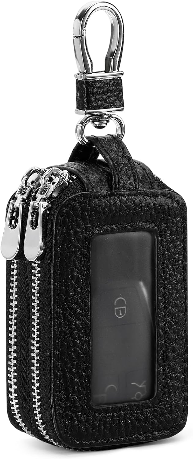 Amazon.com | SENDEFN Car Key Fob Case Double Zipper Leather Smart ...
