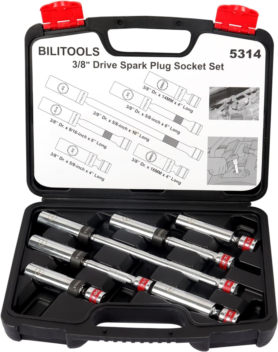 Amazon.com: BILITOOLS 6 Piece 3/8-Inch Drive Magnetic Swivel Spark Plug ...