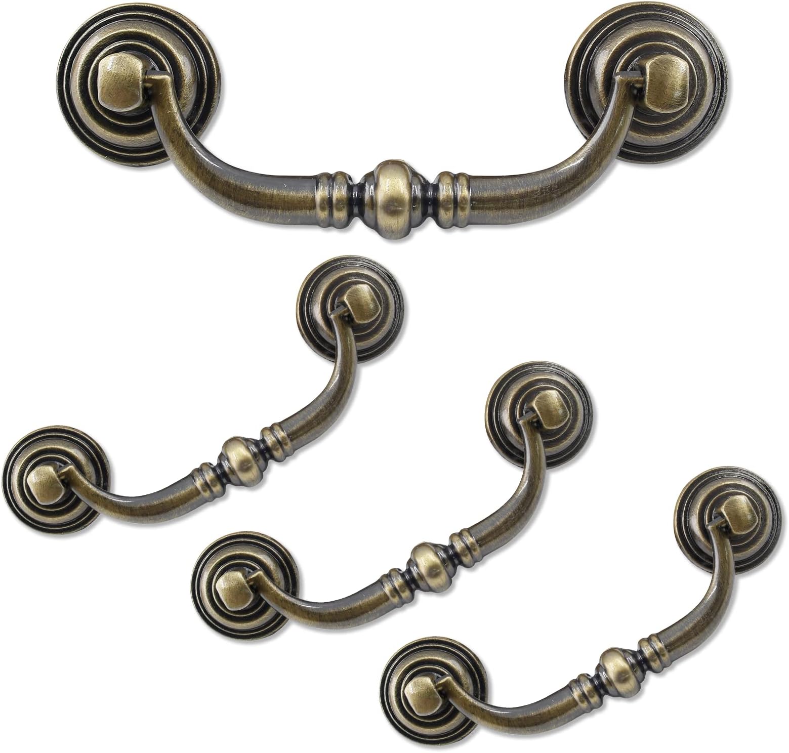 Biaungdo 4 Pcs 96mm/3.78" Hole Center Pull Handles, Zinc Alloy Rustic ...