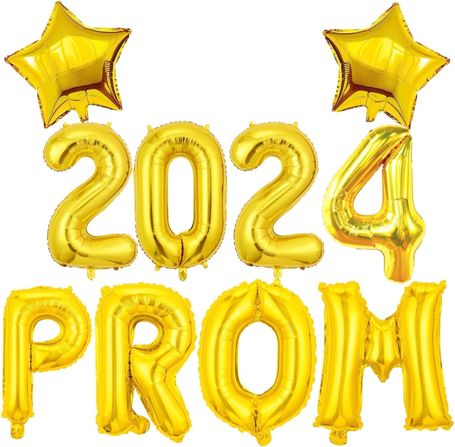 Dusenly Prom 2024 Balloons Banner Gold Star Foil Balloons Backdrop for ...