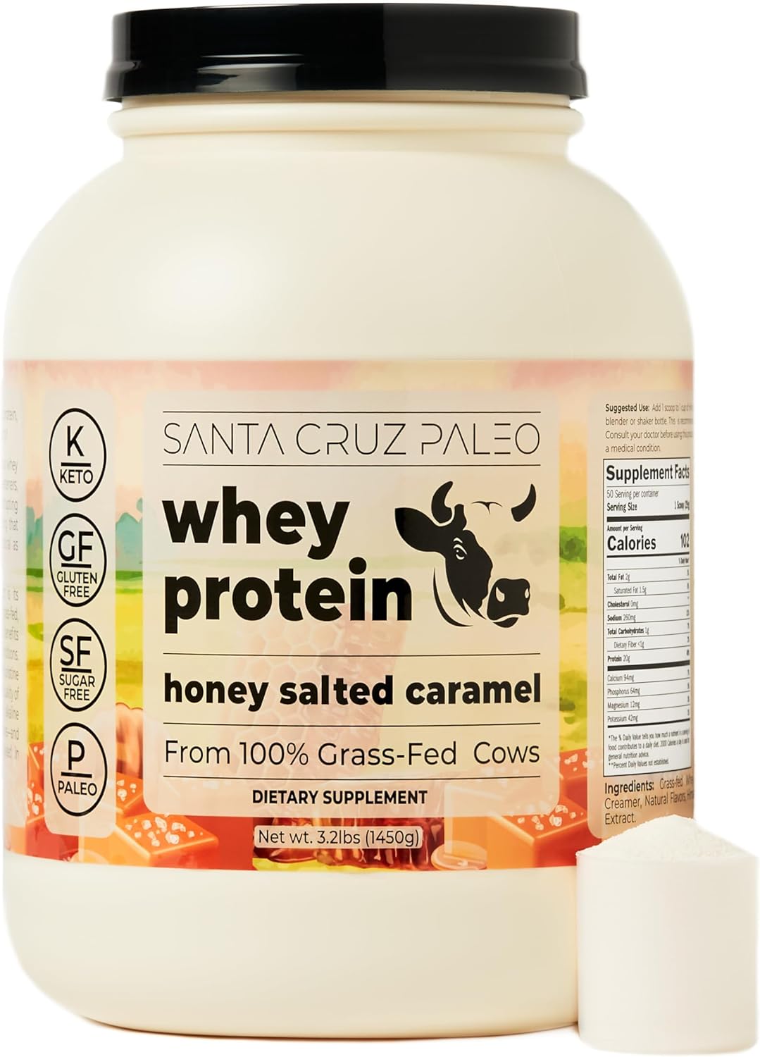 Amazon.com: Santa Cruz Paleo Whey Protein Tub (Honey Salted Caramel ...