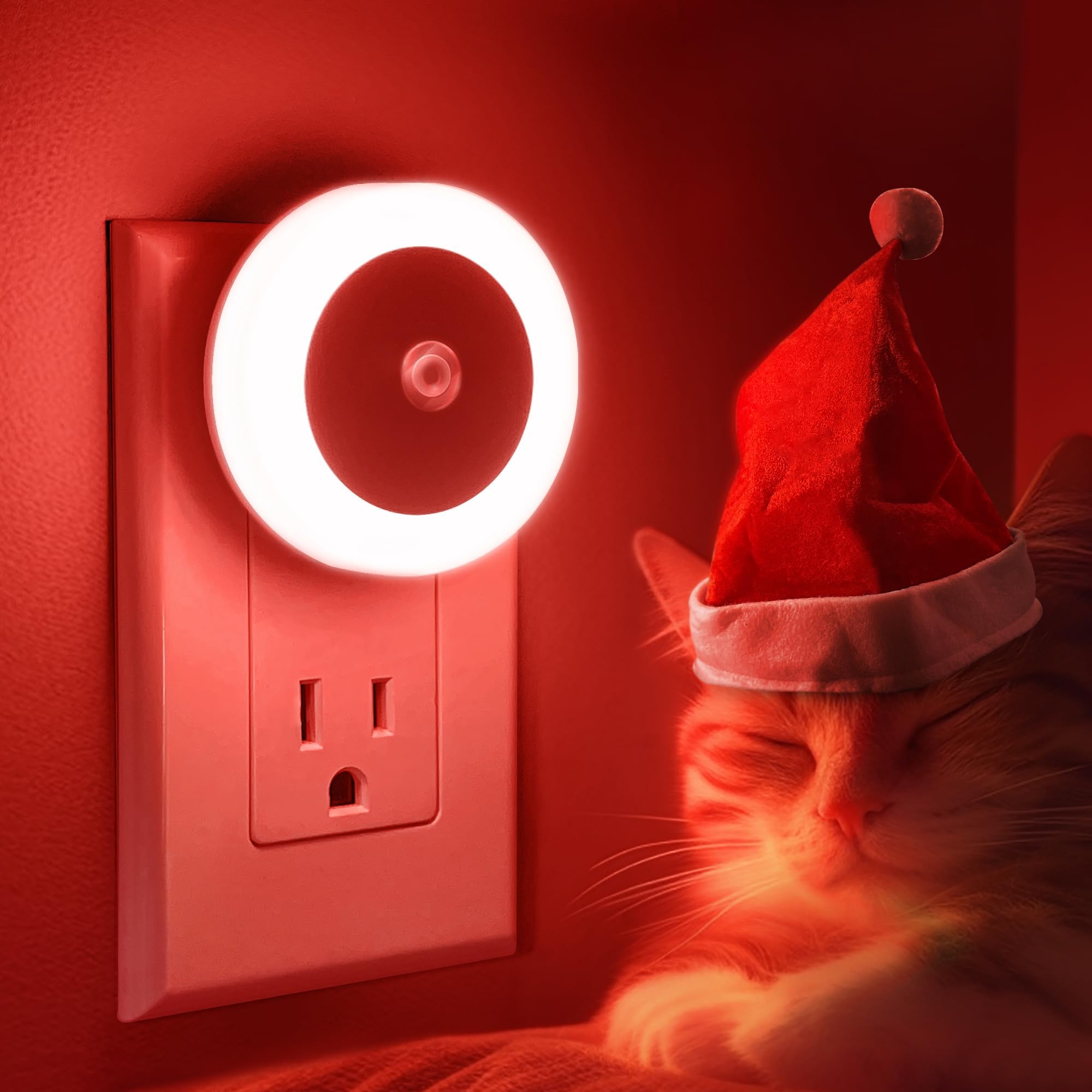 Elsent [ Pack of 4 ] Real Red LED Night Lights, Plug into Wall Lights ...