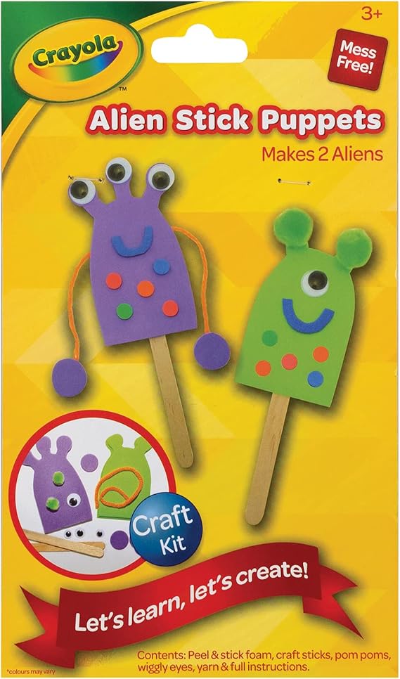 Amazon.com: Crayola Alien Stick Puppets Kit : Toys & Games