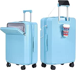 Amazon | [Yuweijie] スーツケース 拡張型 機内持ち込み ストッパー付き フロントオープン キャリーケース sサイズ 2泊3日 軽量 大容量 多機能 トップポケット ...