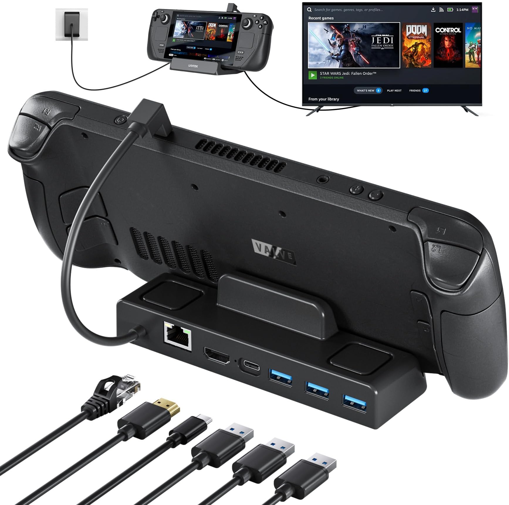 Amazon.com: Unitek Steam Deck Dock 6 in 1 Steam Deck Docking Station ...