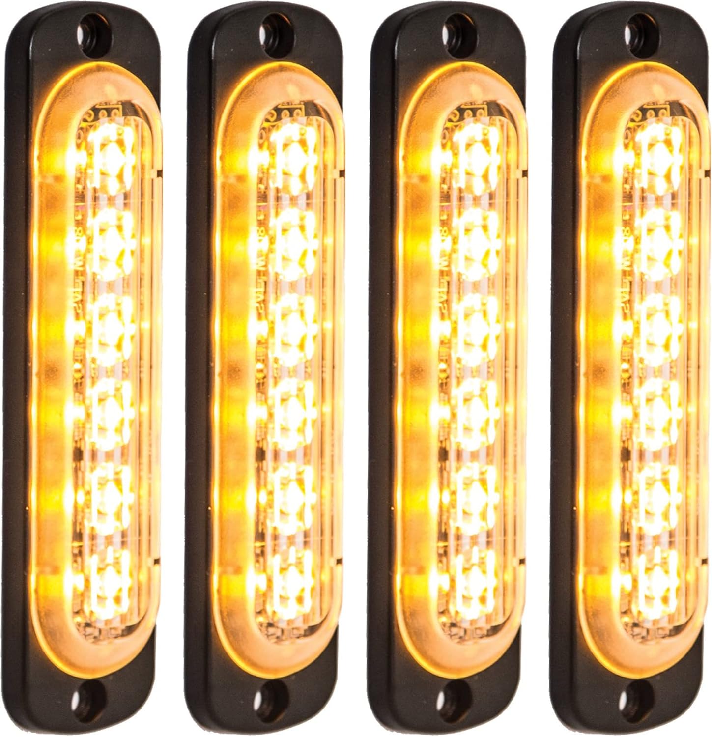 [4Psc] LED Emergency Strobe Lights, 4.5 Inch Amber Yellow 6 LED Strobe ...