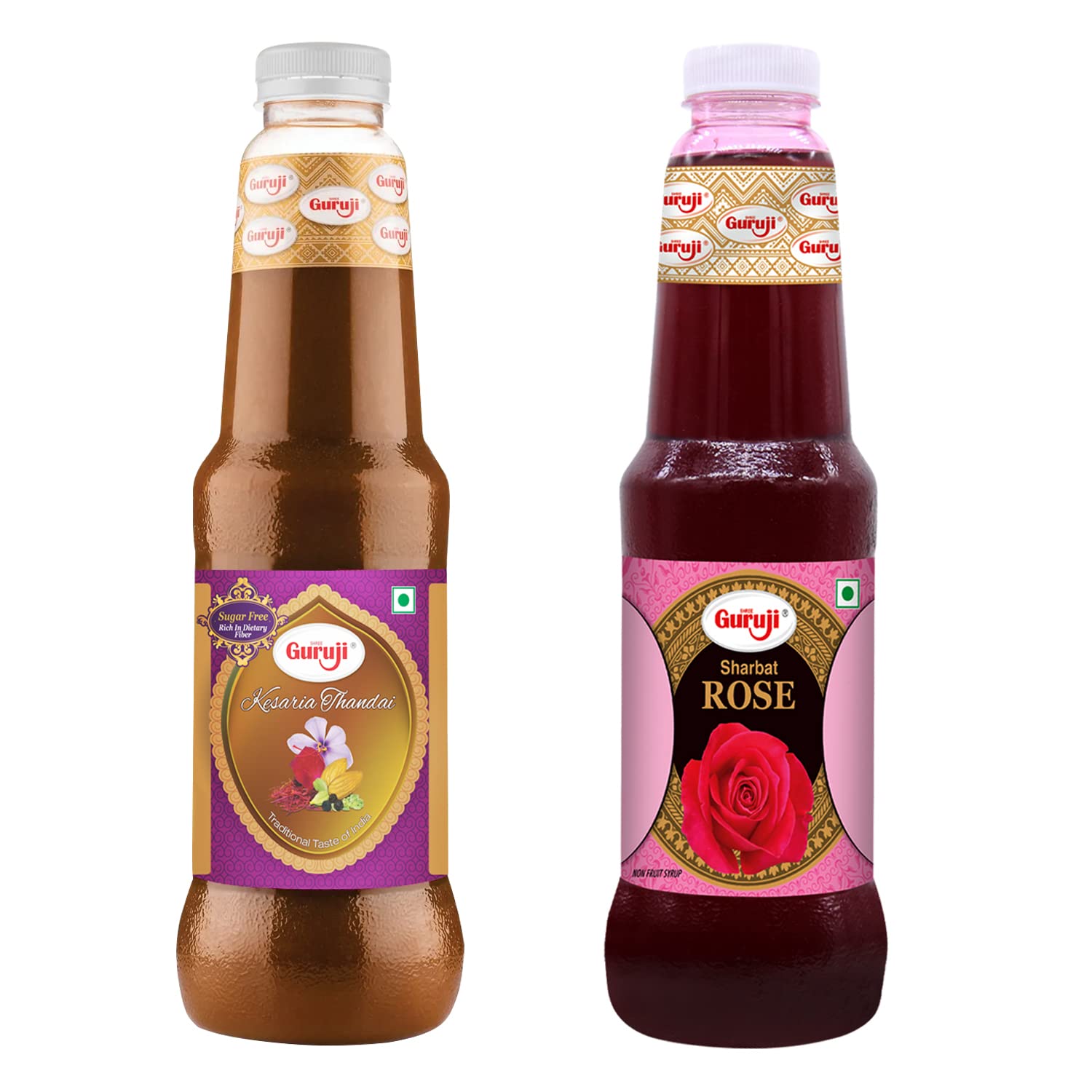 Shree Guruji Sugar Free Kesaria Thandai & Rose Sharbat Combo Pack Milk ...
