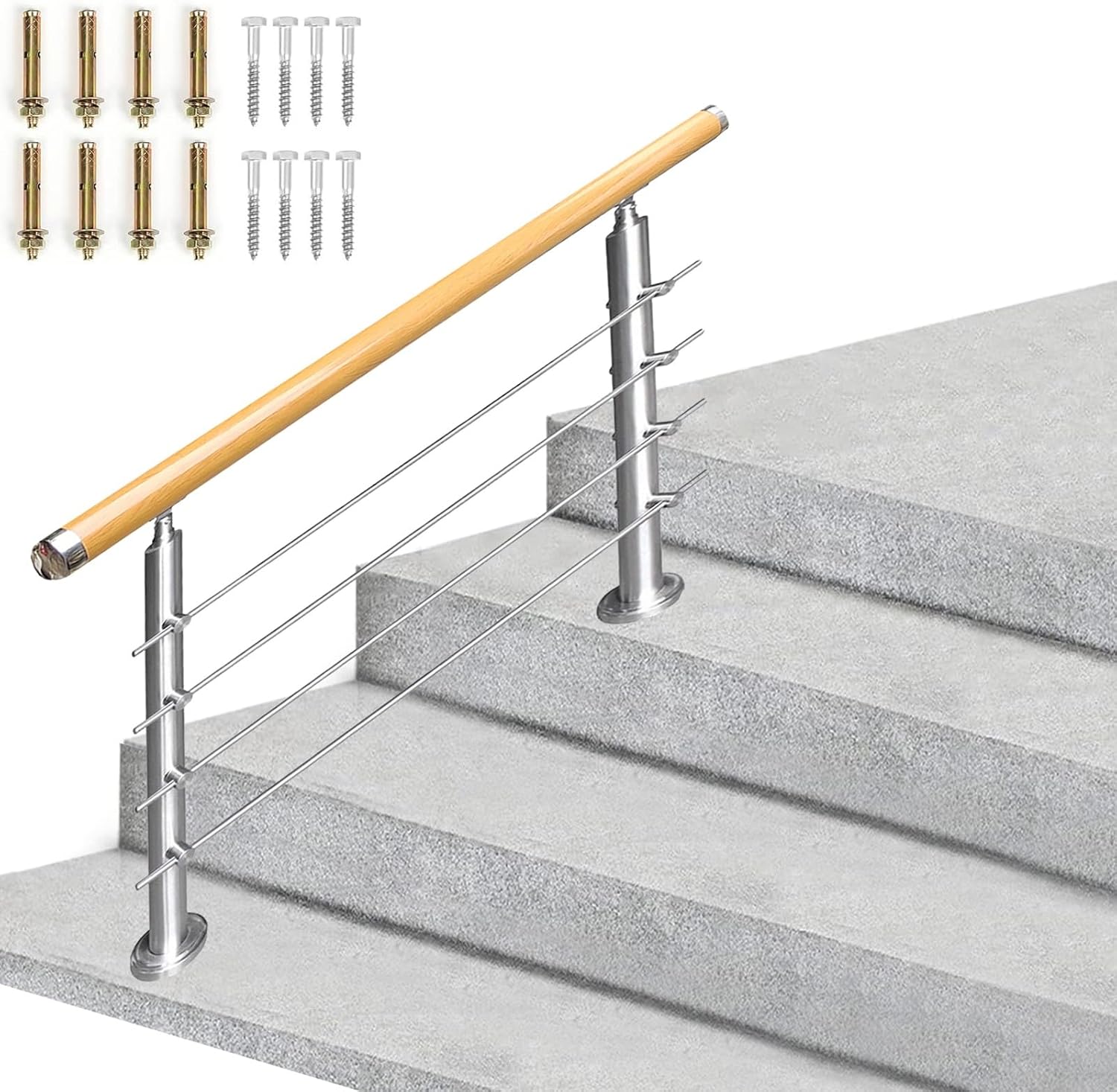 Front Porch Stair Railing Kits, Outdoor Handrails for Exterior Steps 2 ...