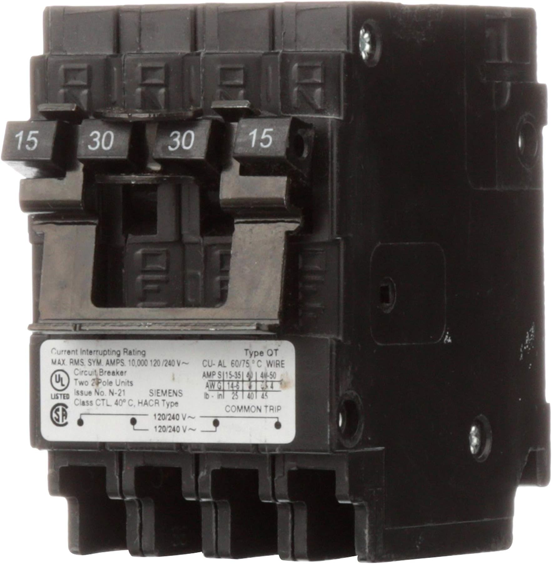 SIEMENS Q21530CT2 15A 240V 4P 10K NEW QUAD - Amazon.com