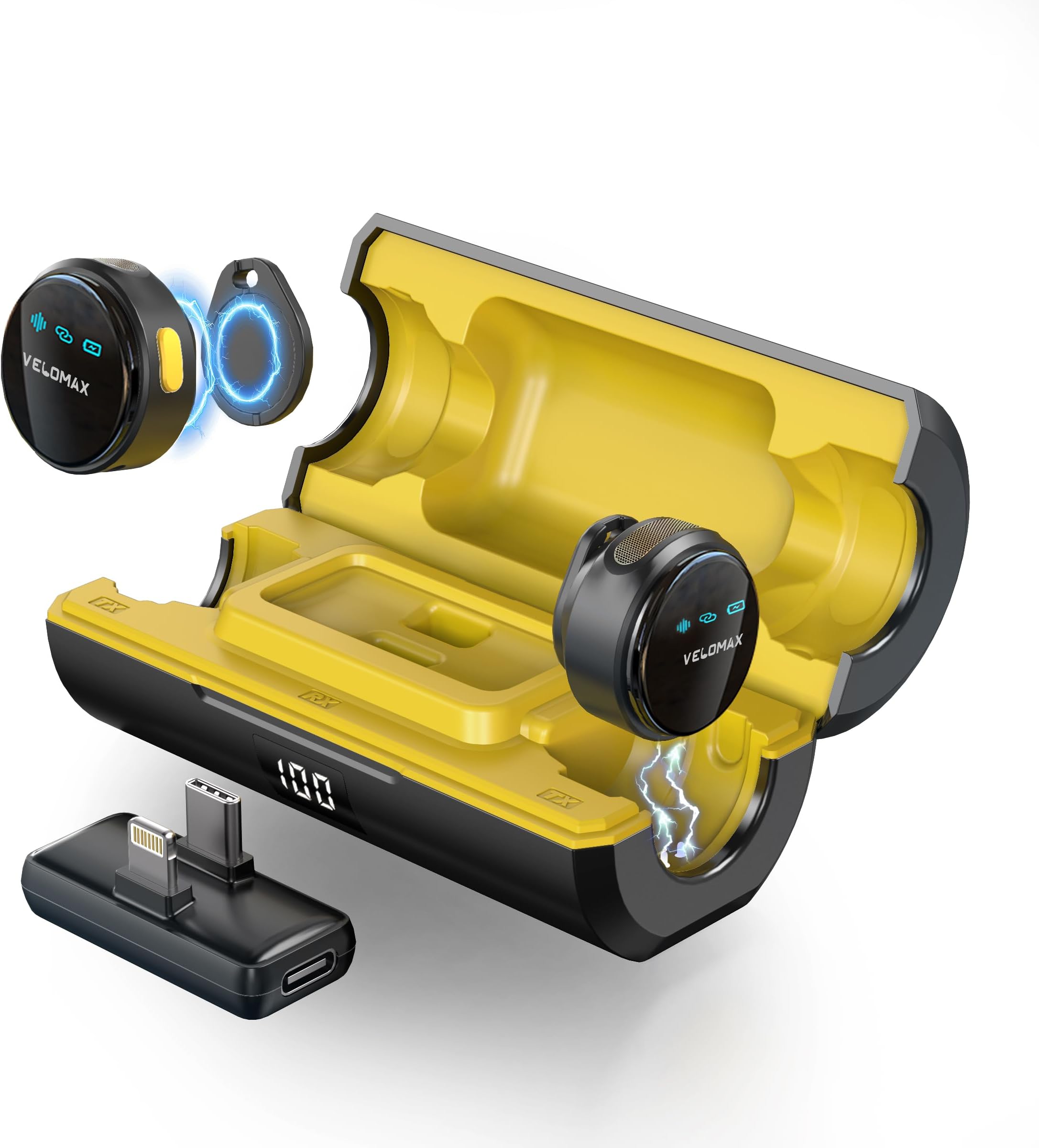 VELOMAX ANC Noise Cancellation Wireless Microphone for Youtubers ...