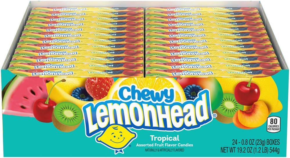 Amazon.com : Lemonhead Chewy Candy, Tropical, 0.8 Ounce Box, Pack of 24 ...