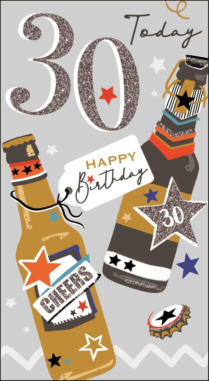 Jonny Javelin 30th Birthday Card for Men - Age 30 Beer Bottles and ...