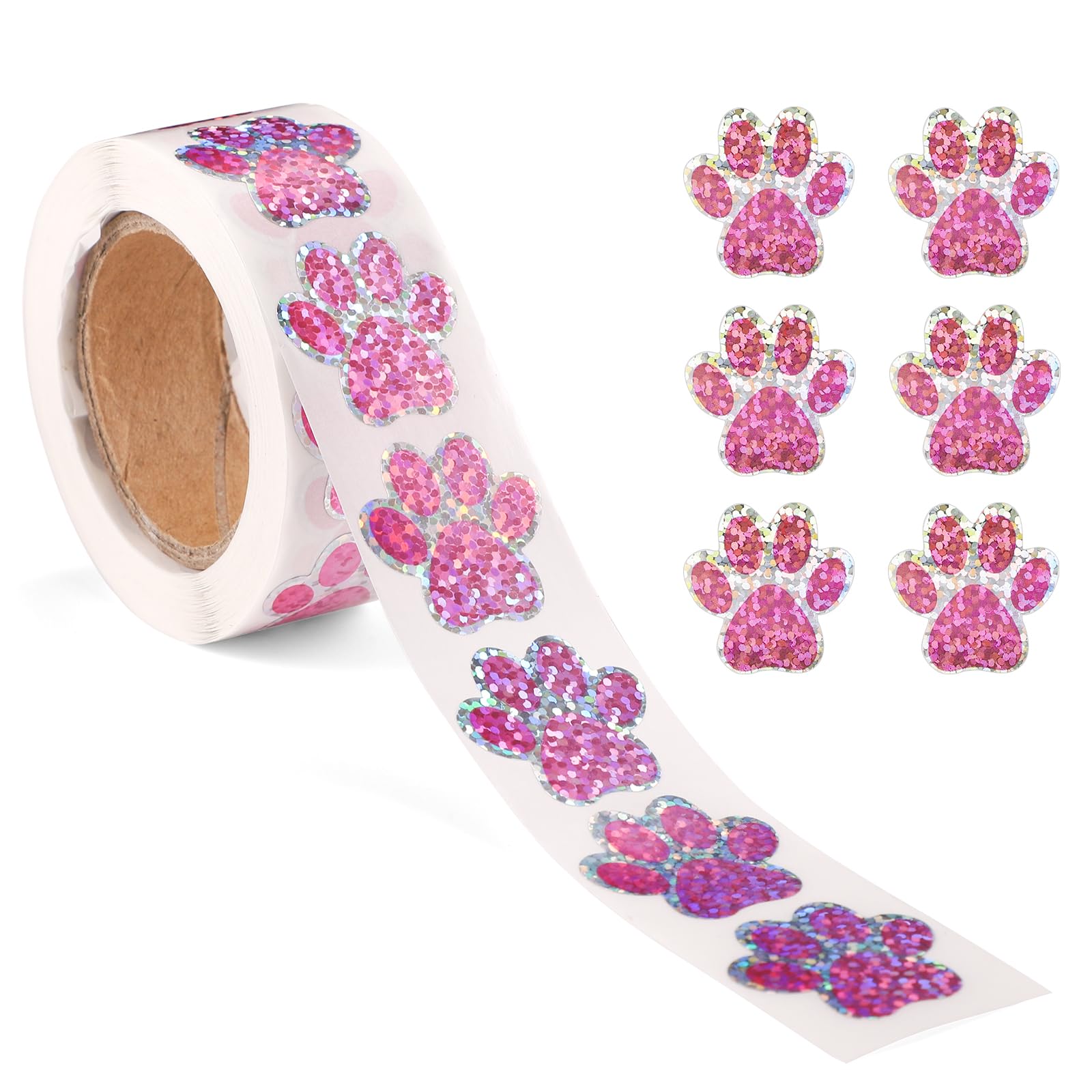 Amazon.com: 500pcs Puppy Paw Stickers, 1 Inch Self-Adhesive Glittery ...