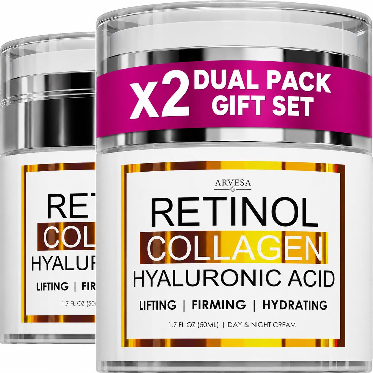 Amazon.com: (2 Pack) Retinol Cream for Face with Collagen and ...