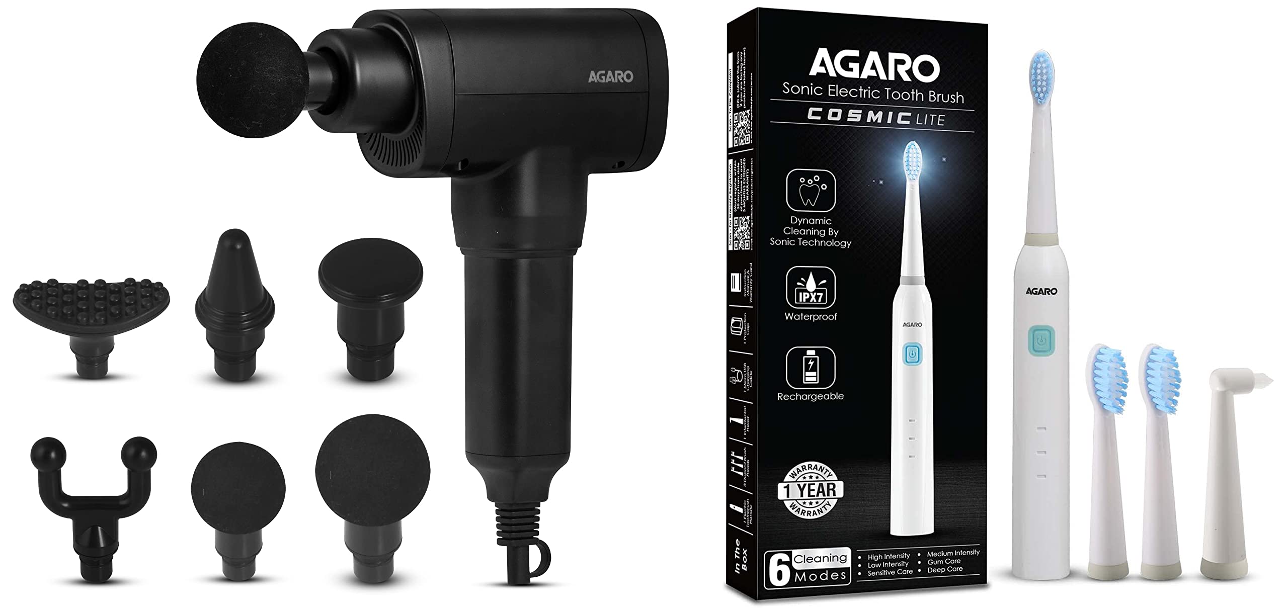 AGARO Impact Electric Gun Massager, Handheld With 6 Massage Heads ...