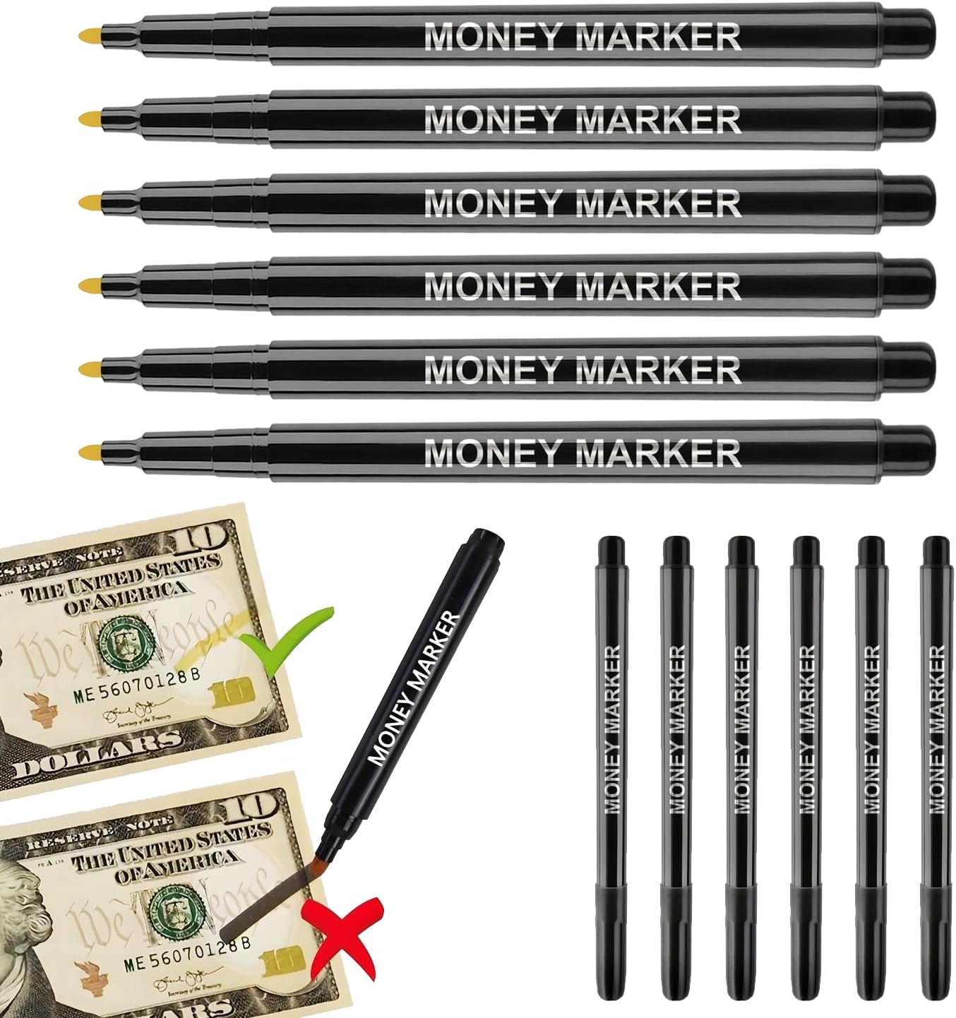 Amazon.com : Counterfeit Money Detector Pen 6-Pack | Money Marker Bill ...