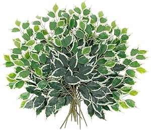 Oairse 12PCS Ficus Leaves Artificial Branches 62cm Faux Ficus Greenery ...