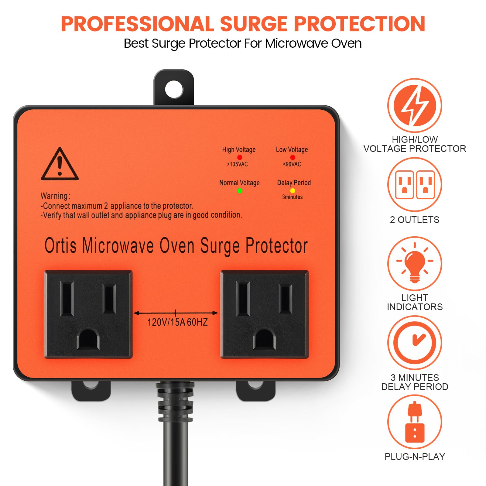 Snapklik.com : Microwave Surge Protector, Ortis Double Outlet Voltage ...