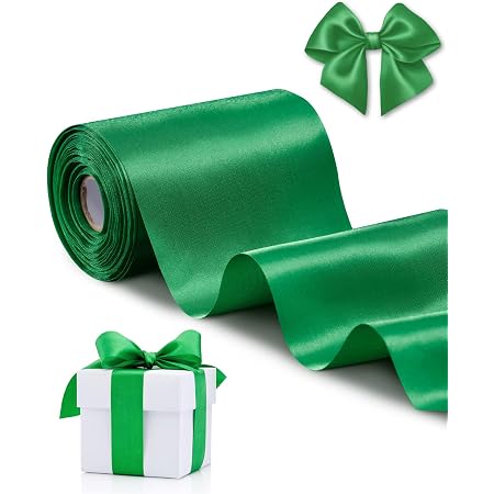 Amazon.com: Green Satin Ribbon 4 Inch x 22 yd Wide Thick Ribbon for A ...