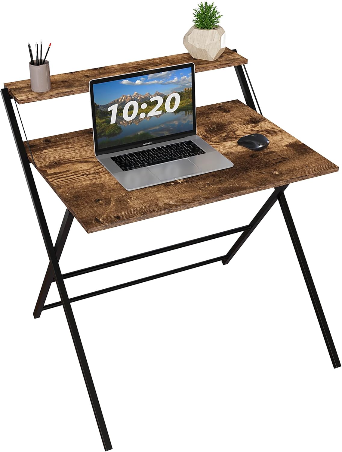 Vida Designs Folding Desk 82cm No Assembly Computer Desk With Shelf ...