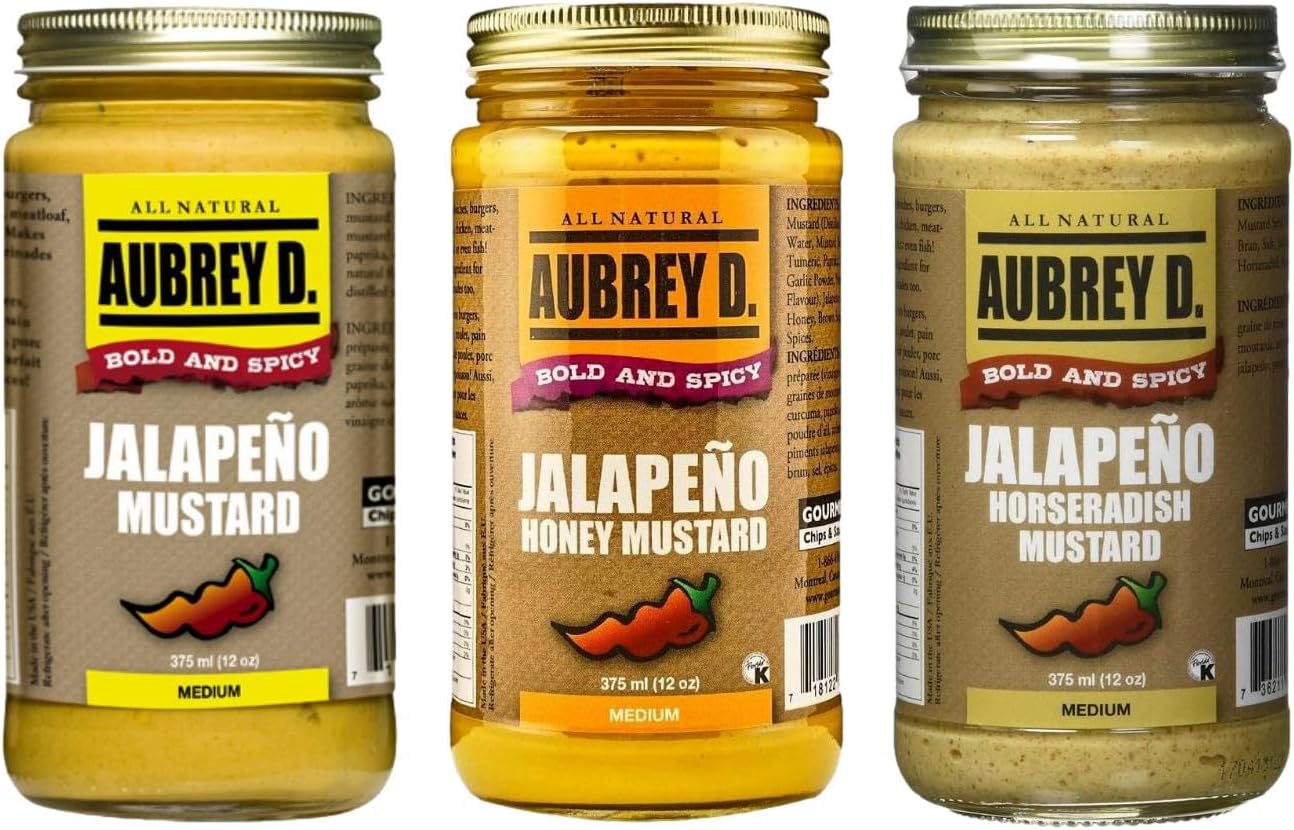 Aubrey D. Rebel Jalapeno Mustard Set of 3. All Natural Bold & Spicy! No preservatives, additives ...