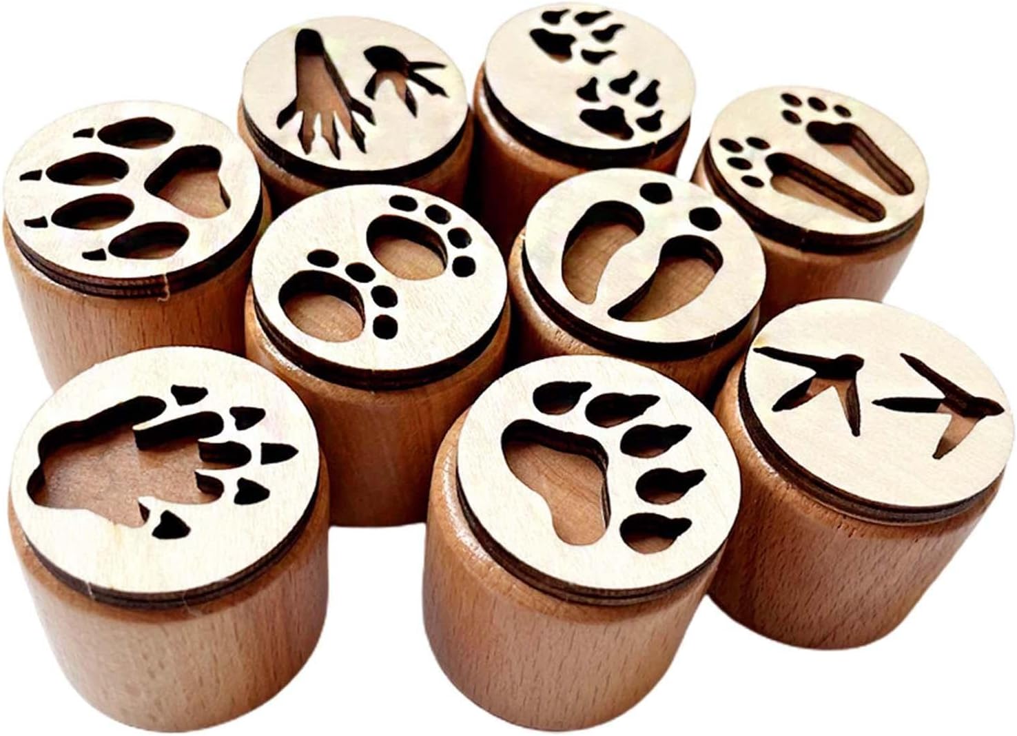 Amazon.com: Aosekaa 6 Pieces Wooden Stamps, Animal Track Play Stamps ...