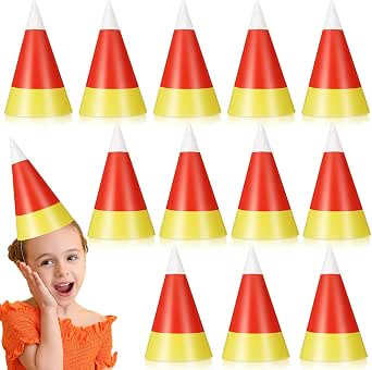 Amazon.com: MotiMind 12 Pcs Party Hats Birthday Hat Candy Corn Paper ...