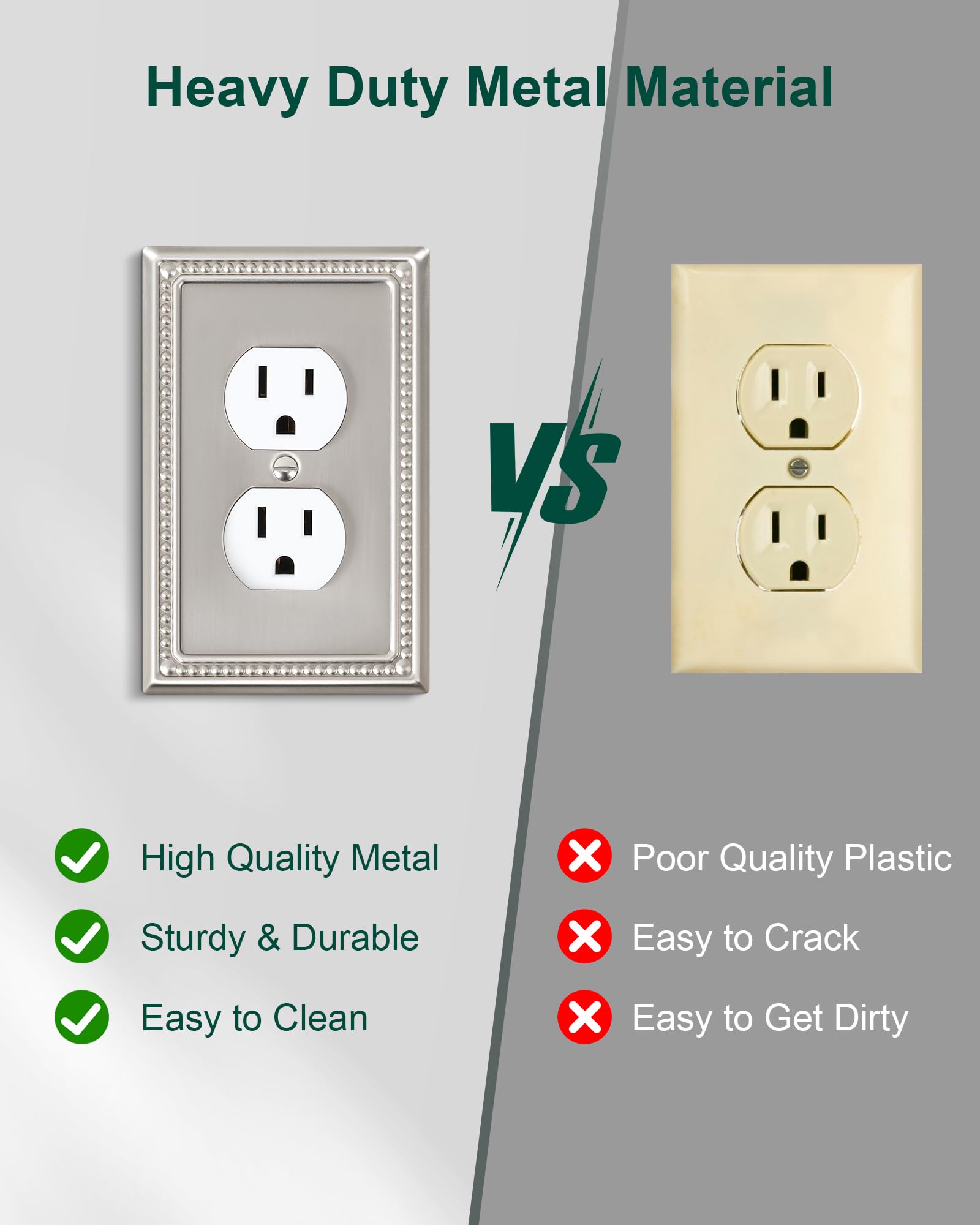 Snapklik.com : TREEWELL 6-Pack Duplex Outlet Cover Plate, Metal Wall ...