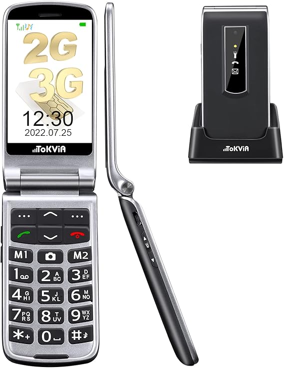 TOKVIA T301 2G GSM & 3G WCDMA Téléphone à clapet débloqué avec Grosses ...