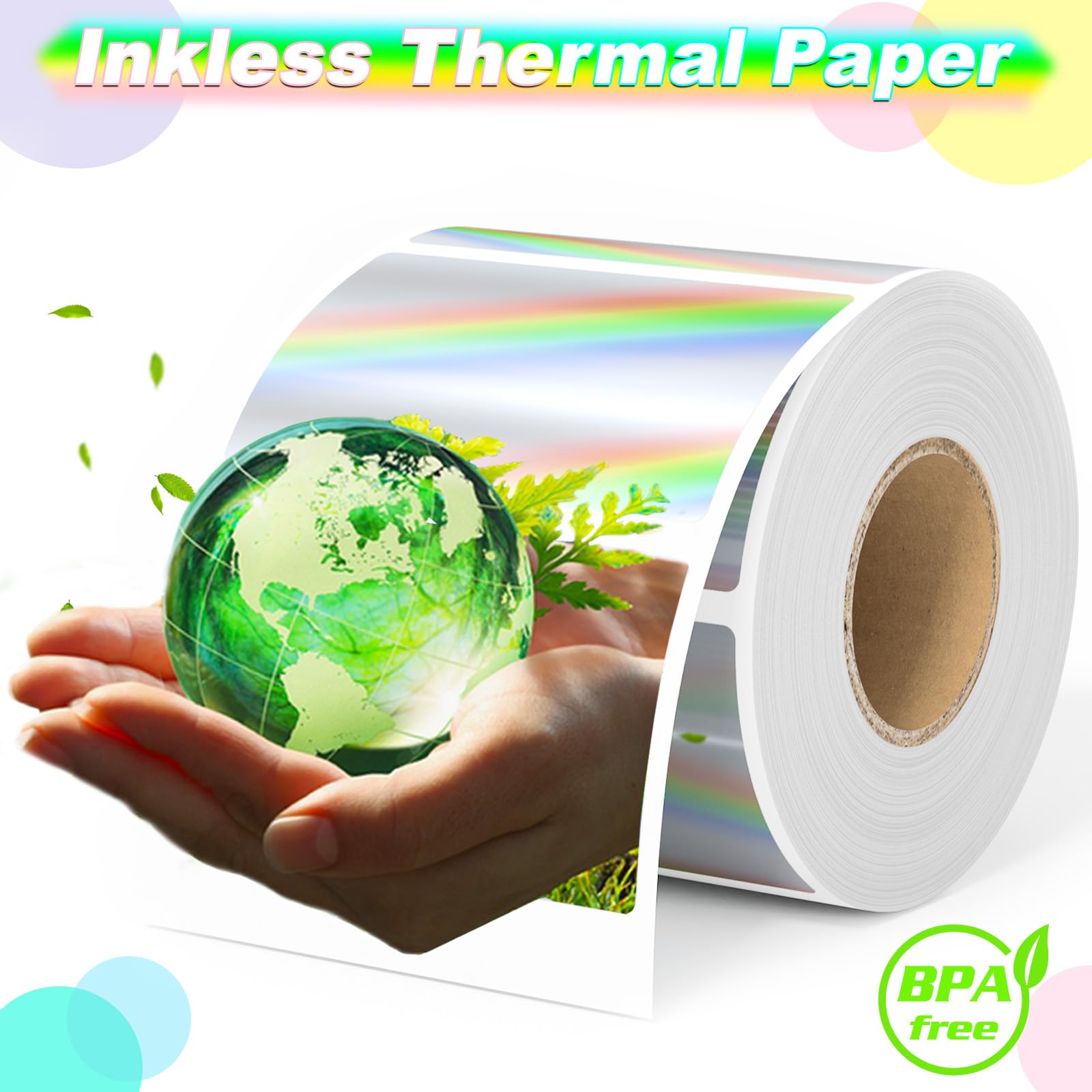 Snapklik.com : Holographic Thermal Labels 2.25x1.25 Inch, 500 Printable ...
