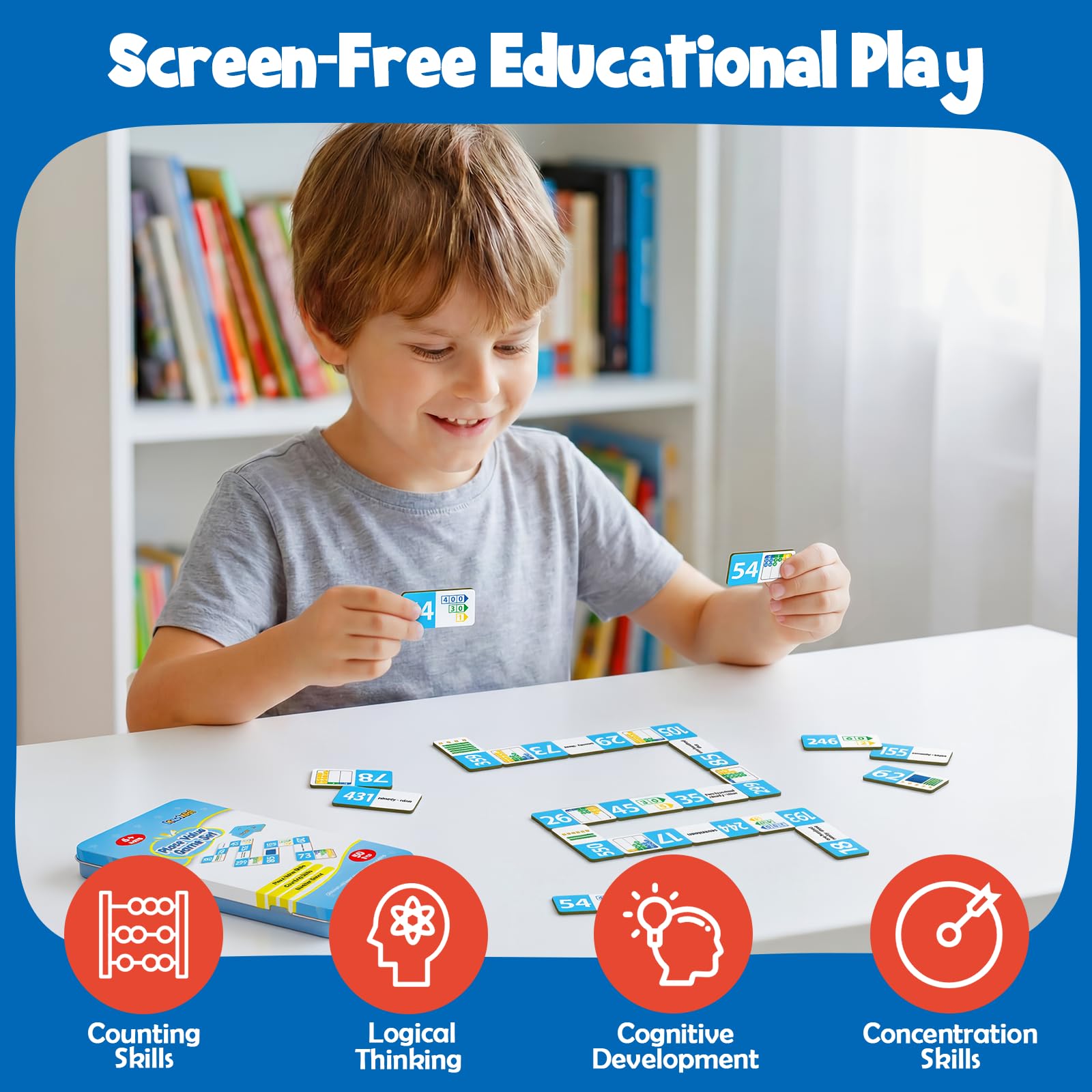 Snapklik.com : Place Value Dominoes Set Flash Cards, 50 PCS Math ...