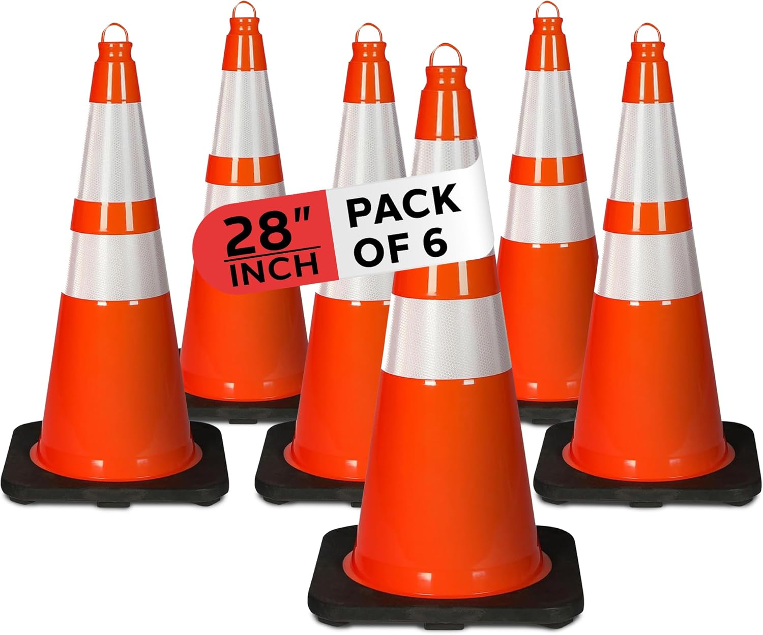 Amazon.com: Pyle 28-Inch Safety Traffic Cones, 6-Pack Orange Parking ...