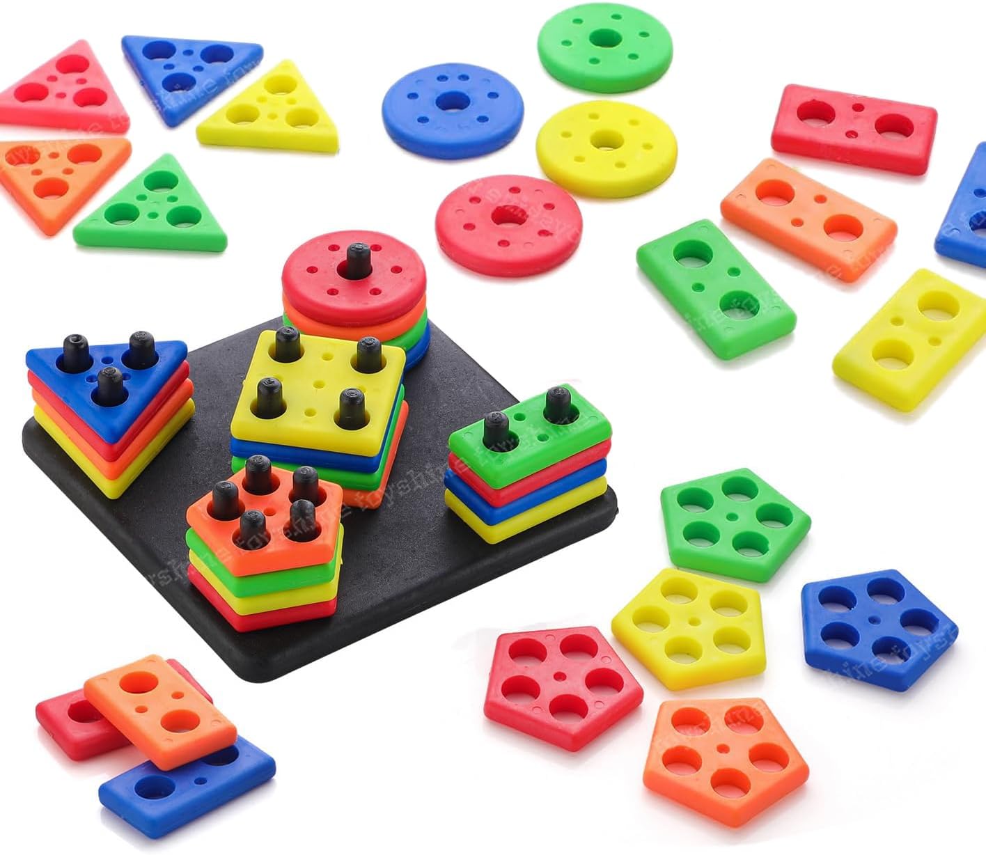Toyshine Plastic Shapes Square Column Blocks Sorting & Stacking Toys ...