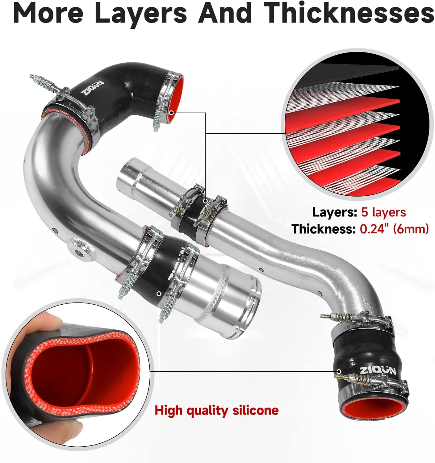 ZIQUN Kit de arranque intercooler de silicona resistente, kit de ...