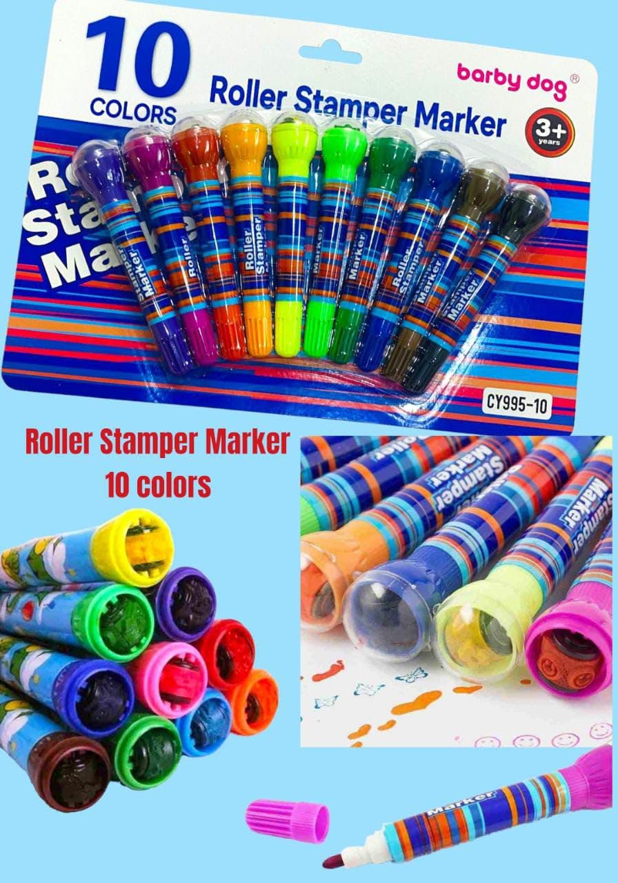 SHAKTISM Roller Stamp Marker Pens for Kids, 2 in 1 Roller Stamper Pens ...
