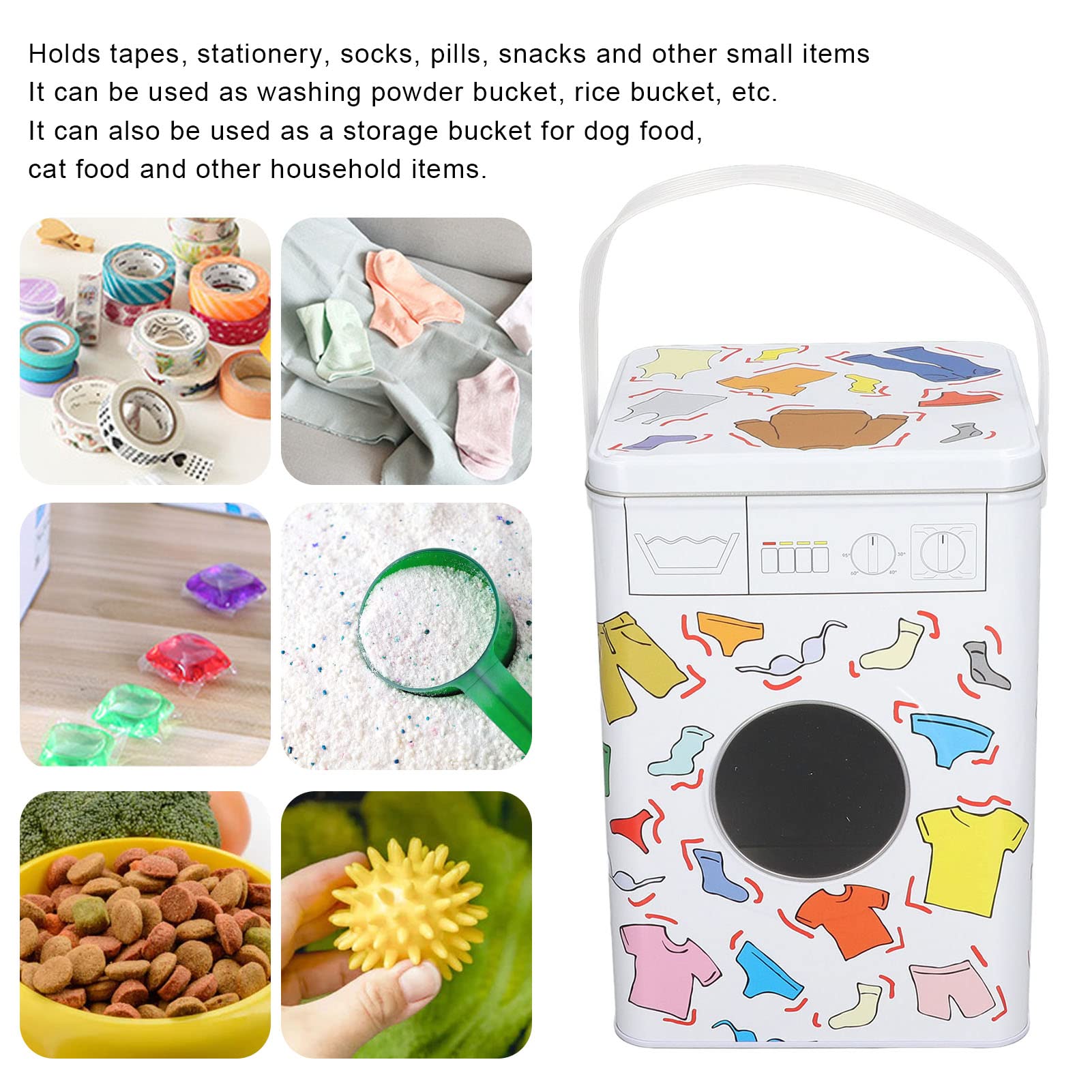 Metal Laundry Powder Tin, Laundry Powder Detergent Storage Box Washing ...