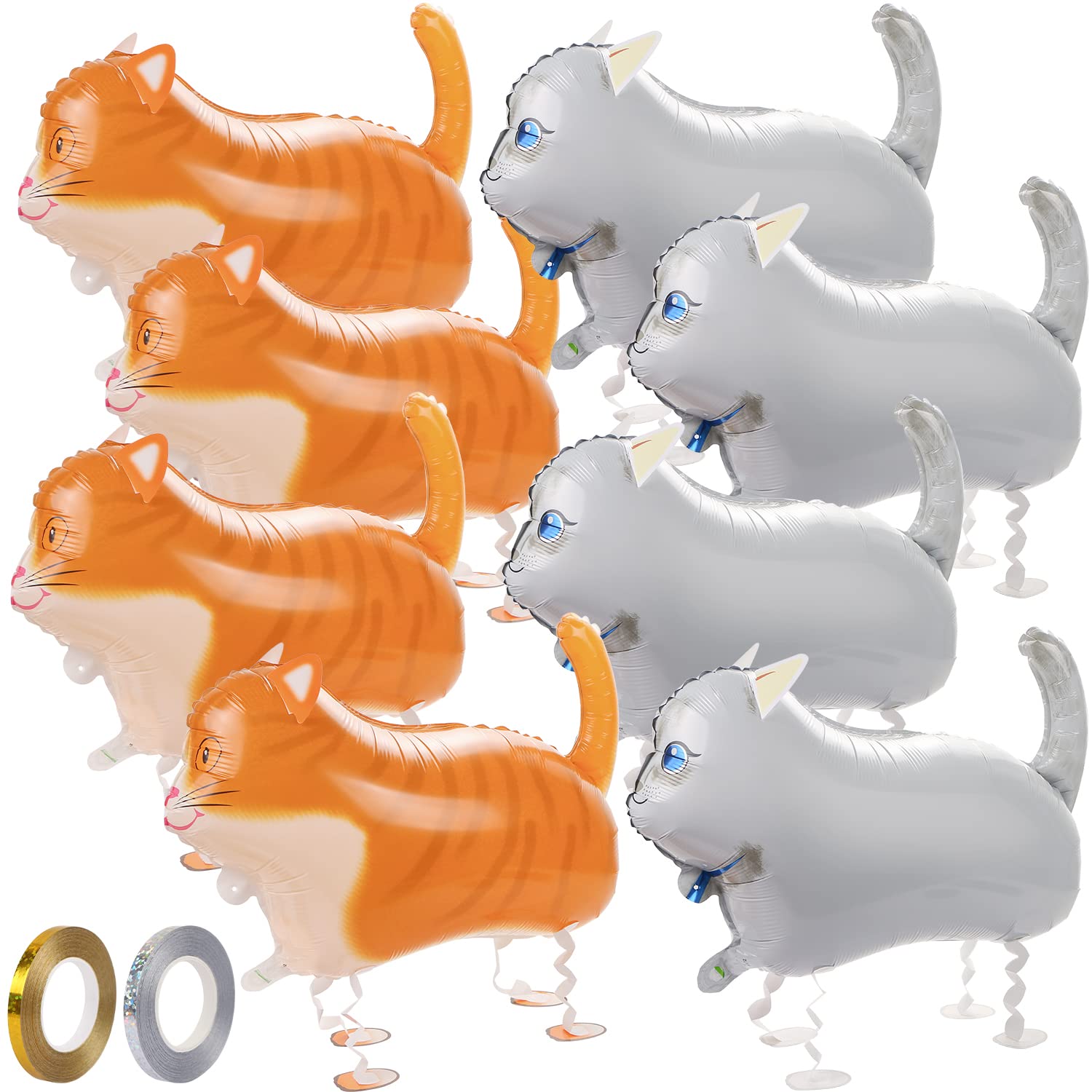 Amazon.com: CCOZN 8 PCS Walking Cat Balloons, Cat Mylar Balloon with 2 ...