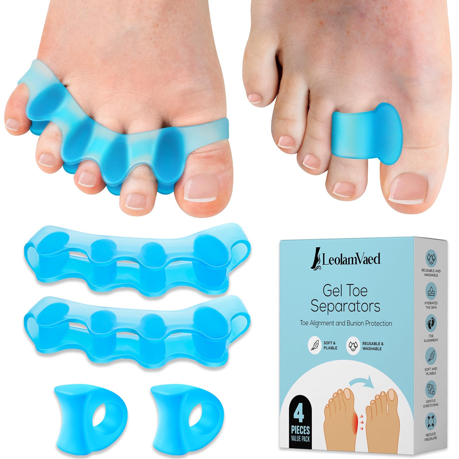 Amazon.com: (4 Pieces in Two Types) Toe Separators & Toe Spacers for ...