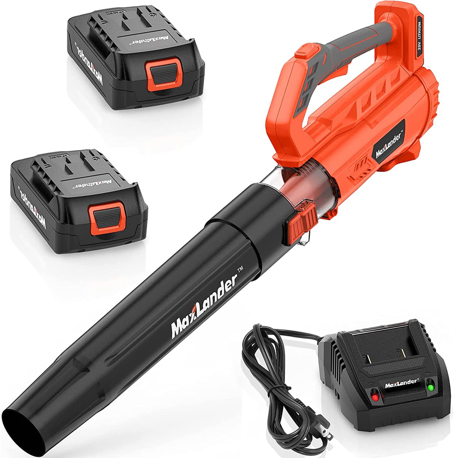 MAXLANDER Leaf Blower Cordless, 335CMF＆90MPH Electric Handheld Blower ...