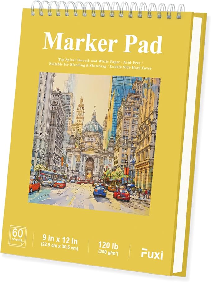 Amazon.com: Marker Paper Sketchbook 9"X12", 120lb/200gsm Thick Marker ...