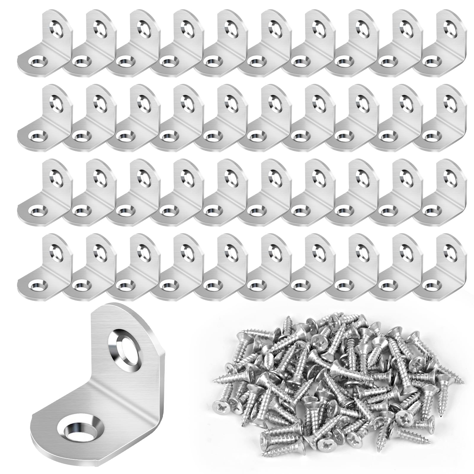 Snapklik.com : 40 Pcs L Bracket Stainless Steel Corner Brace Sets, 90 ...