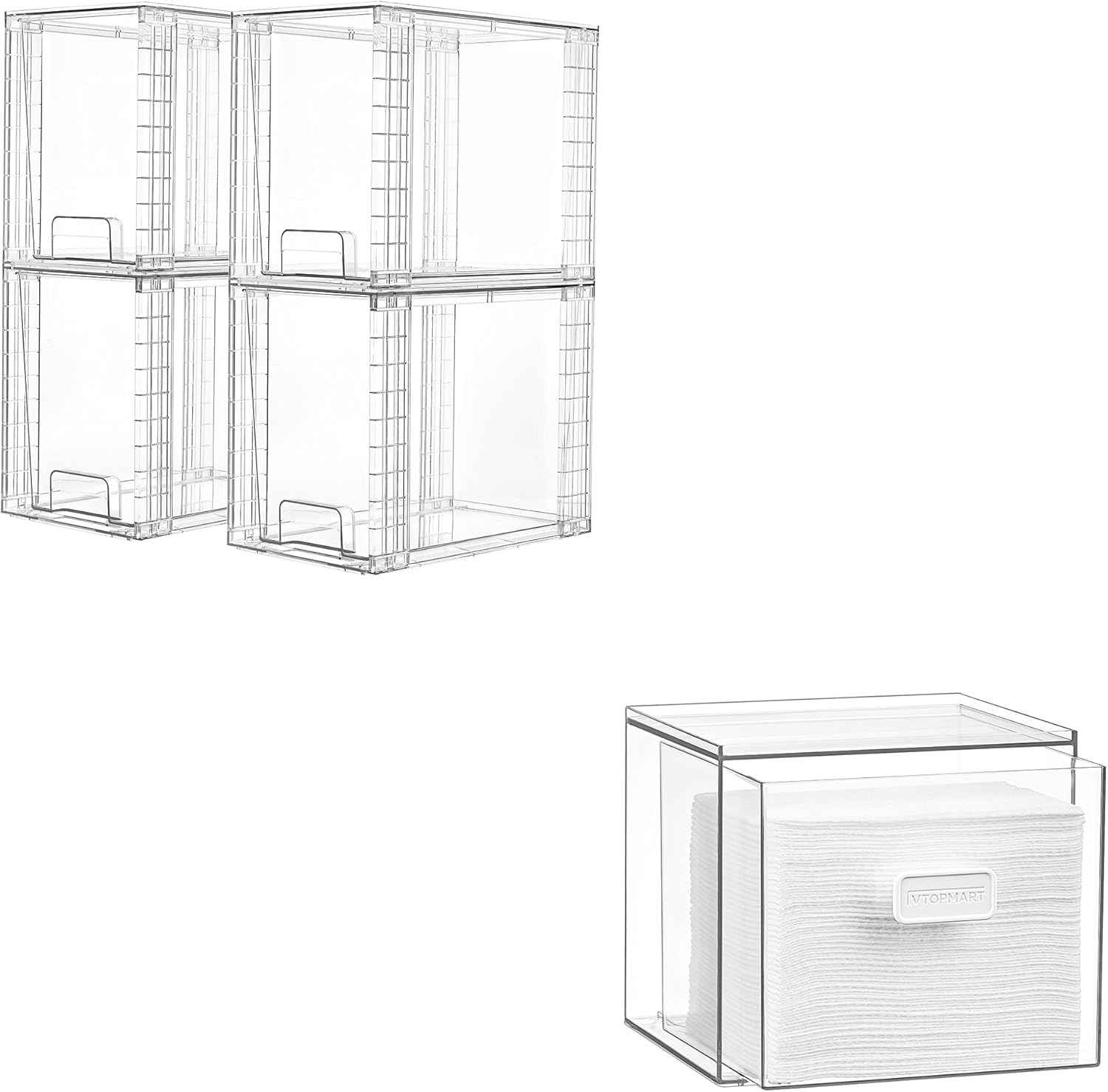 Amazon.com: Vtopmart 4 Pack 9.7H Clear Stackable Storage Drawers and ...