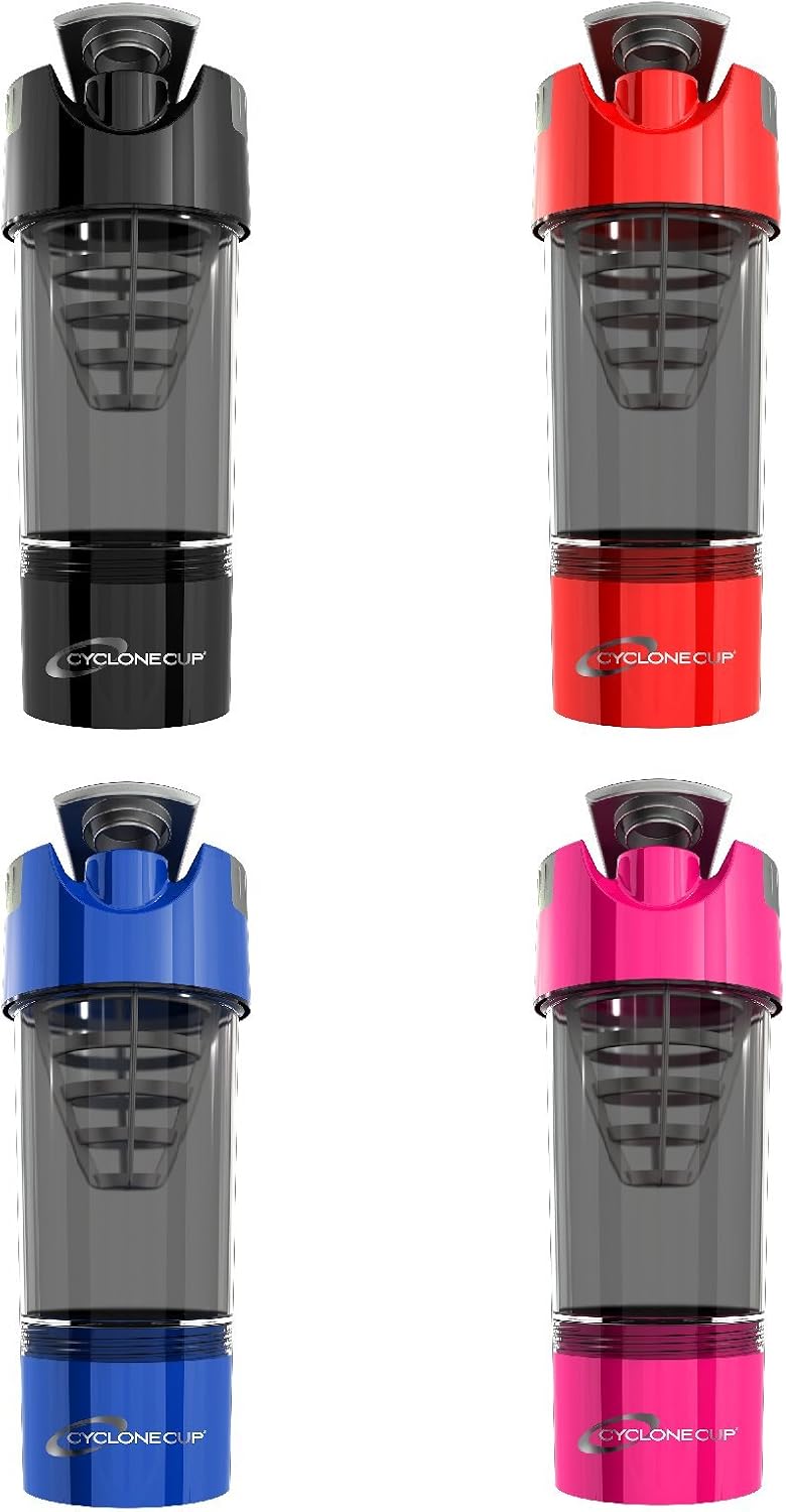 Amazon.com: Cyclone Cup Shaker Bottle 20oz - Set of 4 - Black, Red ...