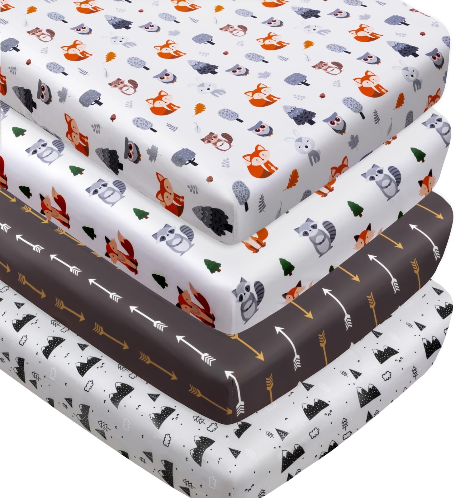Amazon.com : Bacati - Playful Fox Orange/Grey 2 Pack Crib Fitted Sheets ...