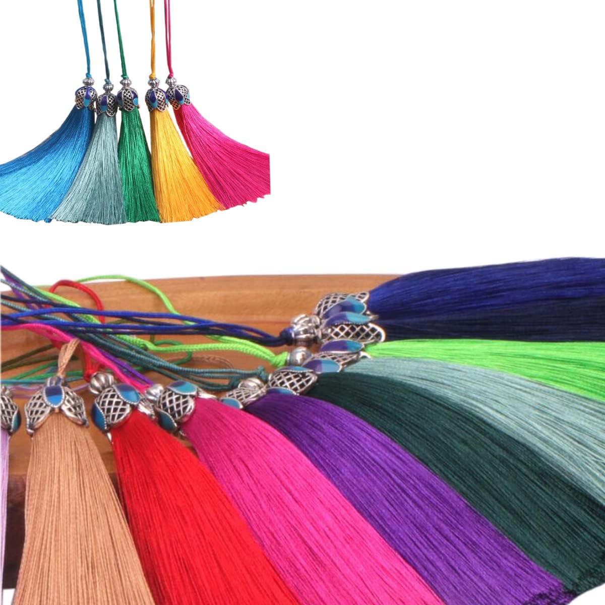 Amazon.com: 12 Pcs Silky Craft Tassels Bookmark Tassels Handmade Tassel ...
